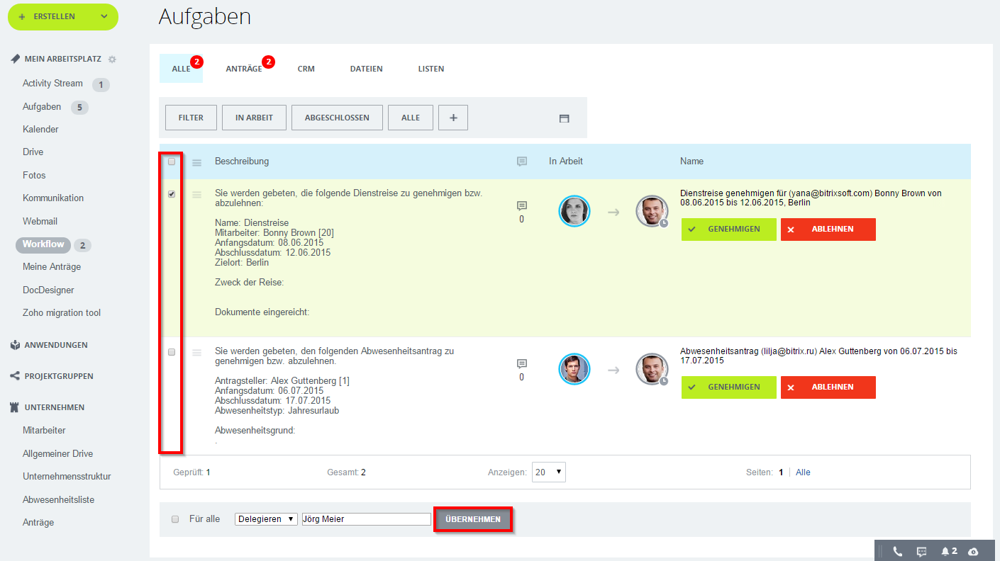 Neue Workflows in BITRIX