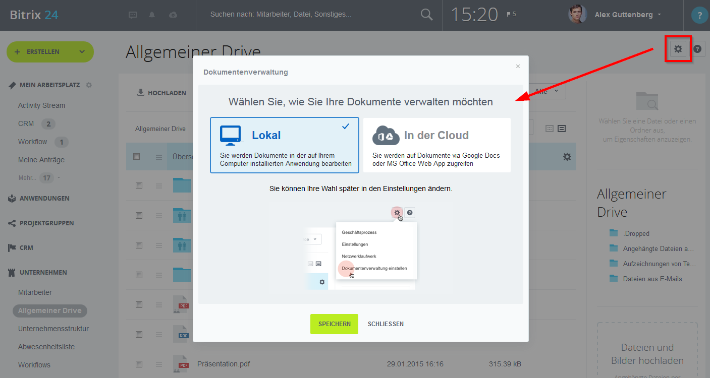 BITRIX Drive – gemeinsame Arbeit an Dokumenten