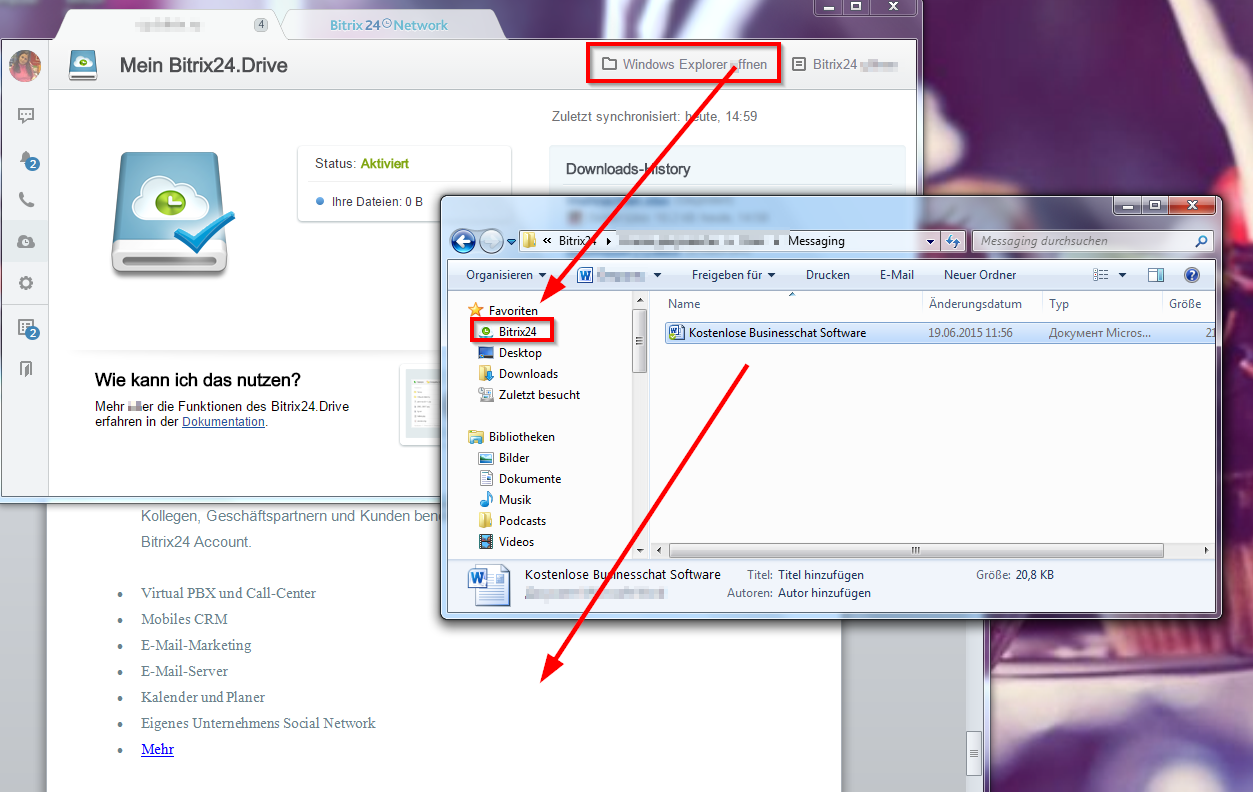 BITRIX Drive – gemeinsame Arbeit an Dokumenten